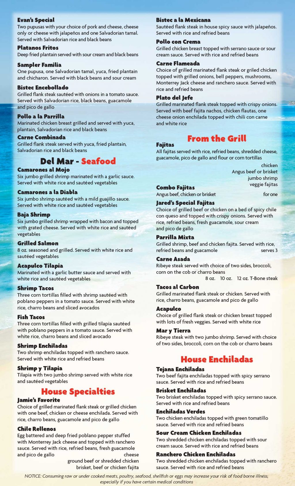 Dinner Menu – Cafe Acapulco